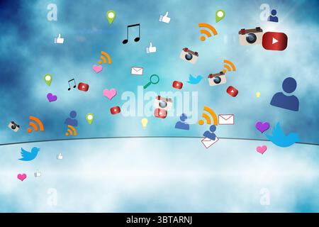 Floating application icons Stock Photo - Alamy