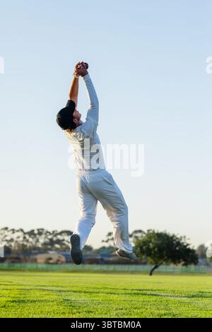 Cricket, fielder catching cricket ball Stock Photo - Alamy