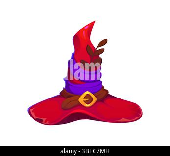 Fun Witch hat red color for Happy Halloween. Funny doodle style,crazy ...