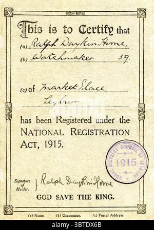 National Registration Act 1915 Stock Photo - Alamy