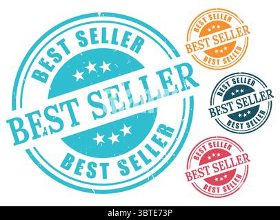 best seller grunge stamp set. best seller band sign Stock Vector Image ...