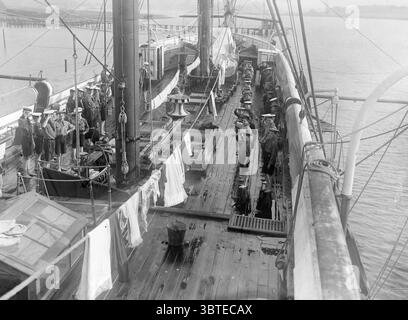 Sea Scouts on board HMS Mercury of the Royal Navy . 1914 Stock Photo ...