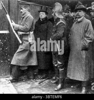 Home Secretary Winston Churchill on scene of the Battle of Mile End ...