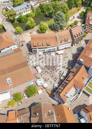 An aerial view of lake surrounded by dense trees in Keswick Stock Photo ...