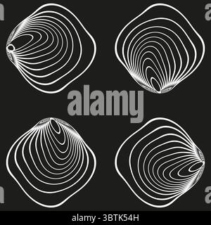 Concentric line forms. Abstract shell shapes. Smooth curve patterns ...