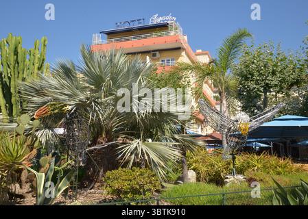 Flowery roundabout in Le Lavandou, seaside resort in the Var Stock ...