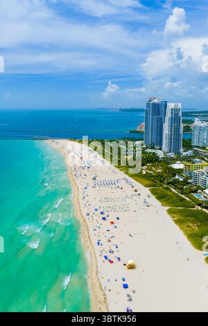 Summer in Miami . Miami beach coastline. Panoramic view of Luxury ...