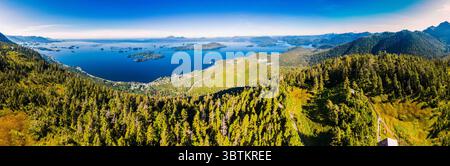 Aerial view of the summit of Mt. Edgecumbe above coastal fog. Mt ...