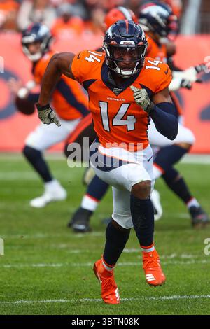 Denver Broncos wide receiver Courtland Sutton (14) looks leaves the ...