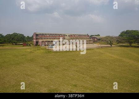 A scenic view of an open field with multiple horses grazing and looking ...