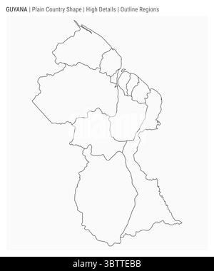 Guyana map design. Map of the country with regions in emerald-amethyst color palette Stock ...