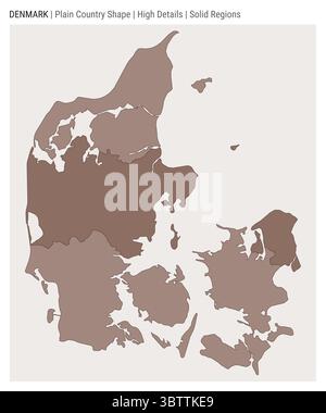 Map of Denmark with regions. Just a simple country border map with ...