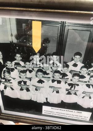 A photo of Fred Rogers from his youth displayed at the Latrobe Area ...