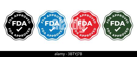 FDA Approved icon set. Food and Drug Administration FDA label, badge ...