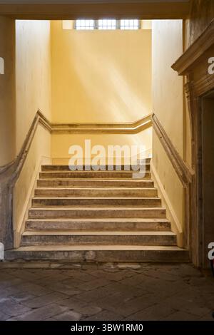 Main staircase at Kirby Hall, a derelict elizabethan mansion, Corby ...