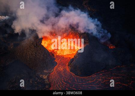 Iceland's recent volcano erupting again, photographed here from a ...