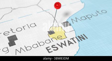 Swaziland Political Map with capital Mbabane, national borders ...