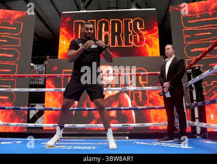 Solomon Dacres during an open workout at BOXPARK Wembley, London ...