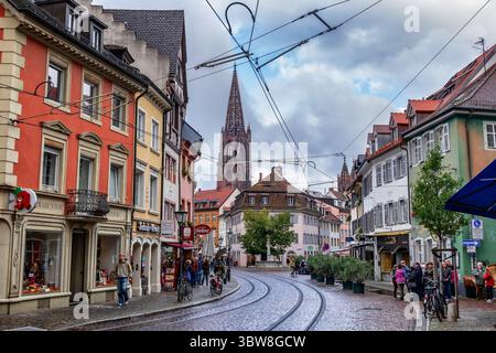 Germany, Freiburg im Breisgau, Oberlinden Street in the old town ...