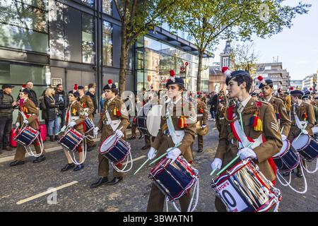A marching band performs during the London New Year’s Day Parade 2026 ...