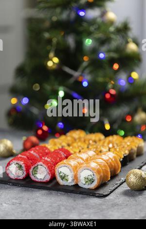 Sushi for Christmas New Year party, winter holiday food delivery menu ...