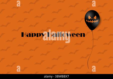 Halloween balloons on orange background with space for text Stock Photo ...