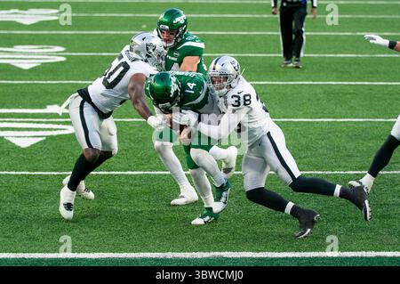 Las Vegas Raiders safety Chris Smith II (29) reacts following an NFL ...