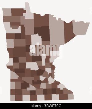 Map of Minnesota with counties. Simple state border map with county ...