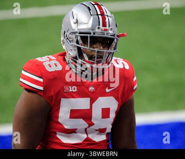 Ohio State defensive lineman Ty Hamilton runs a drill at the NFL ...
