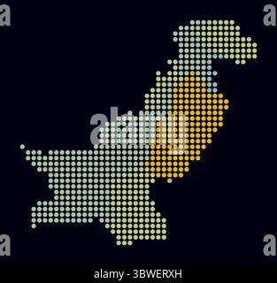 Pakistan dotted map. Digital style shape of Pakistan. Tech icon of the ...