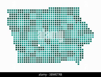 Iowa dotted map. Digital style map of the state on a dark background ...