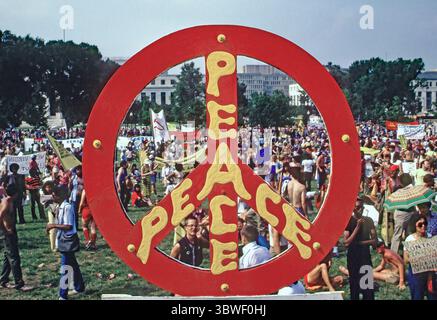 Washington, DC., USA, July, 1983 Anti war in Vietnam protest sign ...
