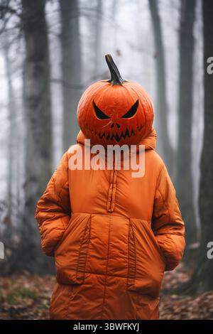 Portrait of a girl with a terrible mask on her face. Holiday Halloween ...