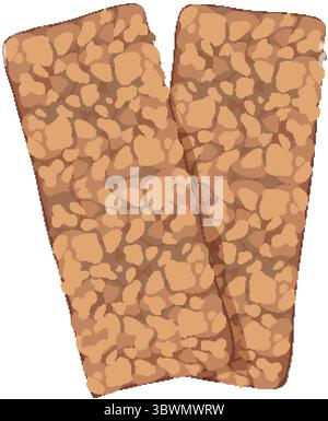 Rectangular granola nut bar in flat vector style with textured surface ...