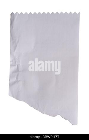Crumpled blank receipt paper on white background with clipping path ...