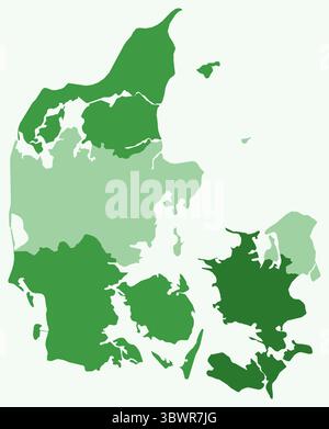 Map of Denmark with regions. Just a simple country border map with ...
