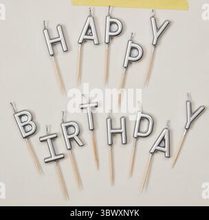 Different types of birthday candles isolated nature background with ...