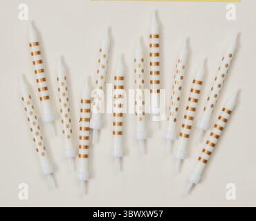 Different types of birthday candles isolated nature background with ...