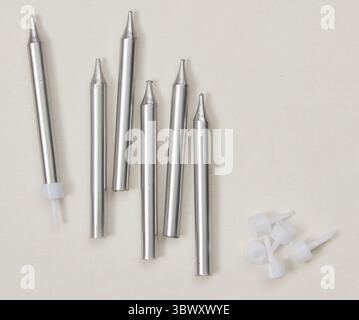 Different types of birthday candles isolated nature background with ...