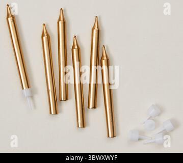 Different types of birthday candles isolated nature background with ...