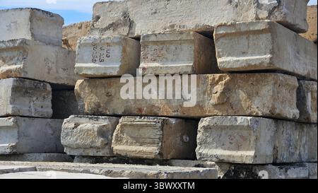 Abandoned Concrete Blocks in Overgrown Industrial Site Stock Photo - Alamy