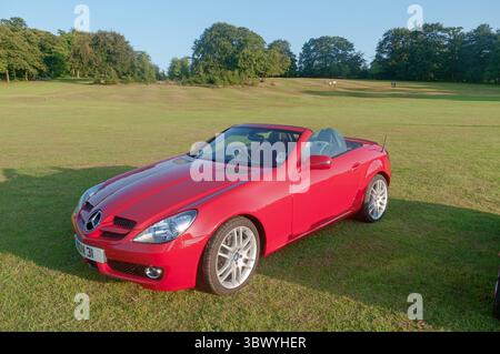 A red Mercedes SLK car at a classic vehicle show in Yorkshire England ...