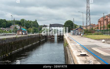 A view of Latchford Locks in Warrington showing the closed gates on the ...