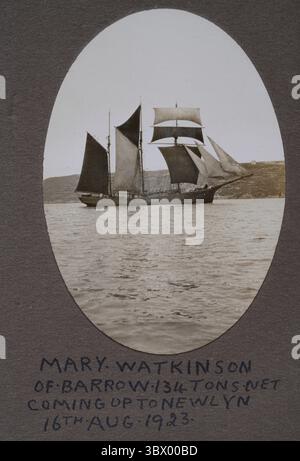 Schooner vessel ship boat in Aegean sea near Santorini island with ...