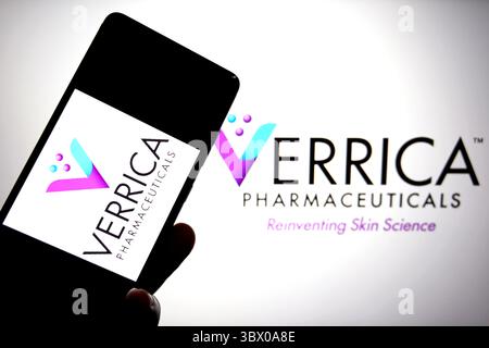 In this photo illustration a Verrica Pharmaceuticals logo seen ...