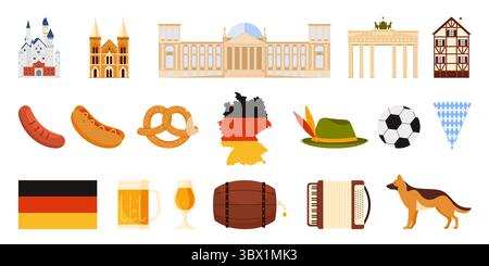 German culture elements and landmarks of Germany, Oktoberfest elements ...