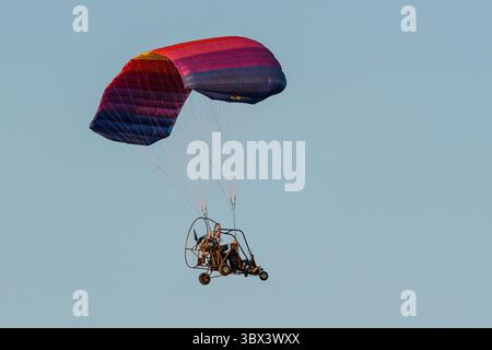 A powered parachute or PPC flying near Quartzsite, Arizona Stock Photo ...