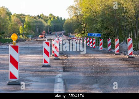 Road under reconstruction, undergoing repair or rebuilding, asphalting ...