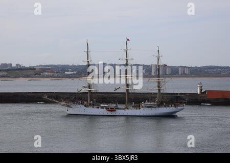 Port of Aberdeen, Scotland 17th July 2025. James Cook Tall Ship Enters ...