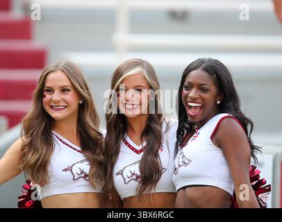 September 11, 2021: Members of the Arkansas spirit squad poise for a ...